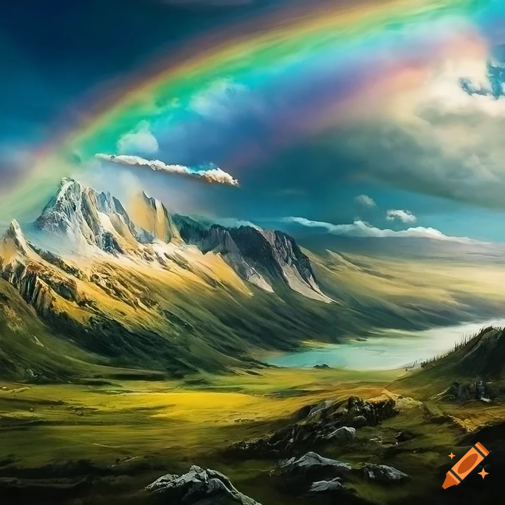 Surreal fantasy illustration of landscapes with surreal rainbows by ...