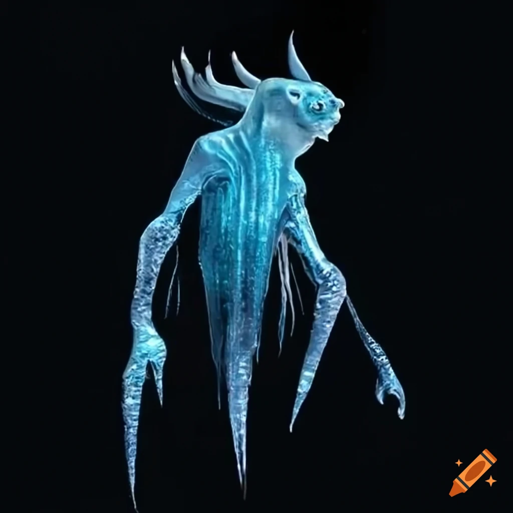 Create an ice monster whose torso and limbs are long and extremely thin ...