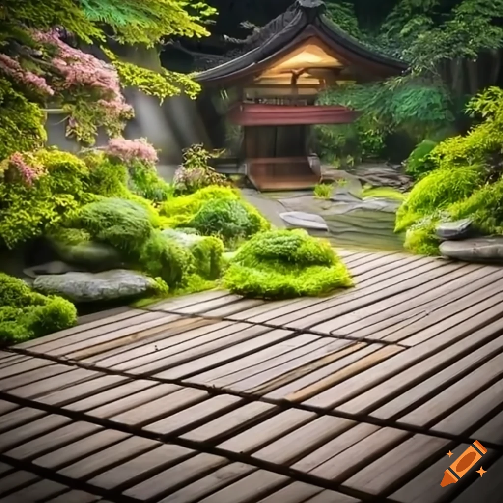 Japanese style deck and edible garden