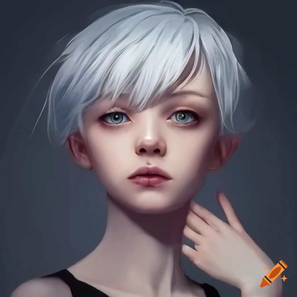 Short white haired girl on Craiyon