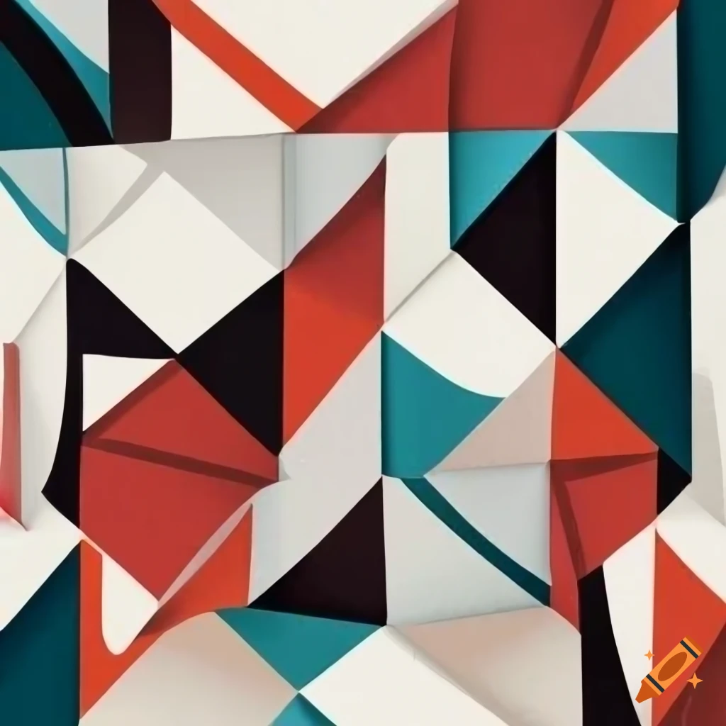 Minimalist cubist art pattern white background
