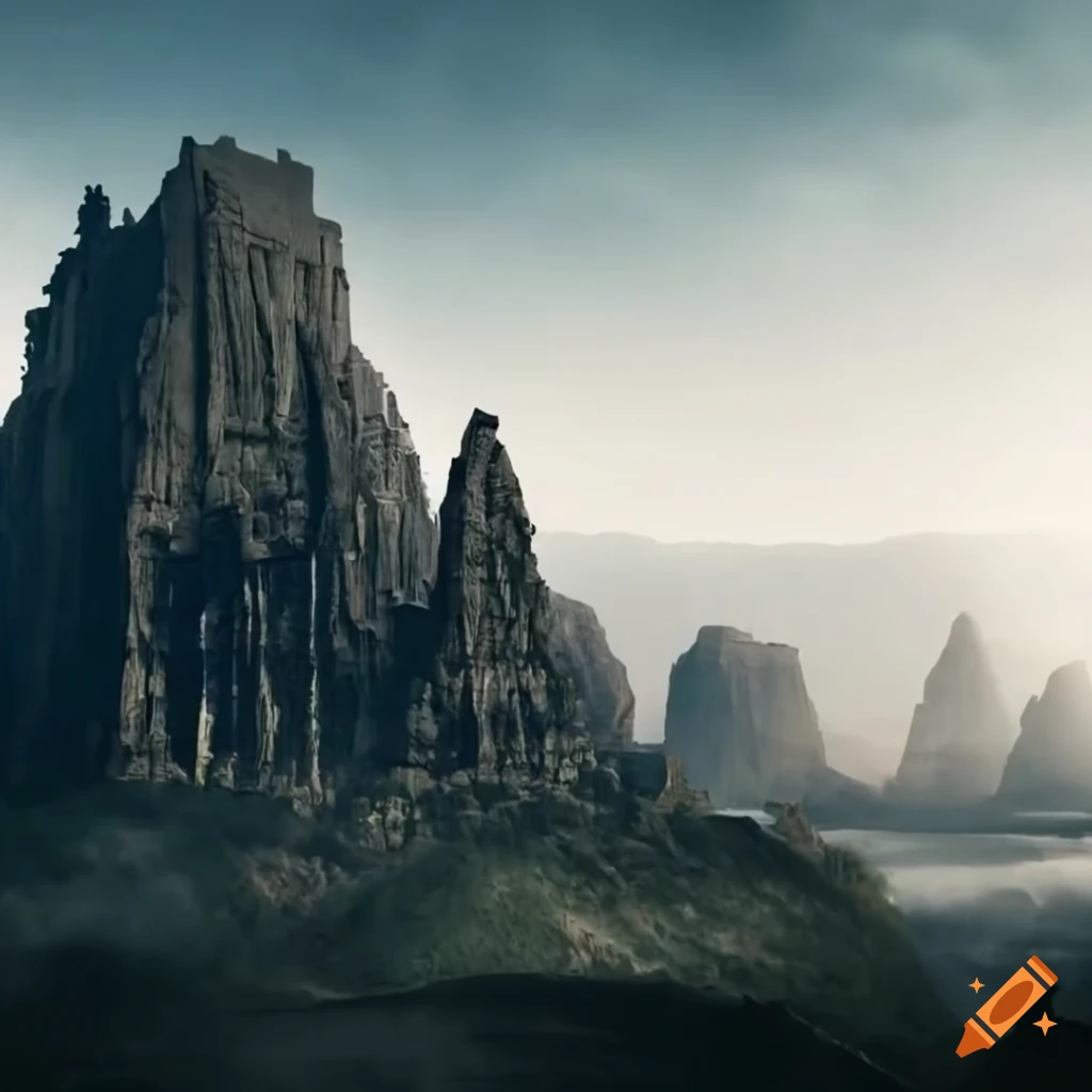 Gigantic ancient brutalist concrete building architecture futurist ...