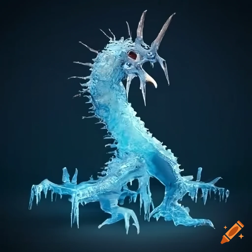 Create an ice monster whose body and limbs are long and very thin made ...