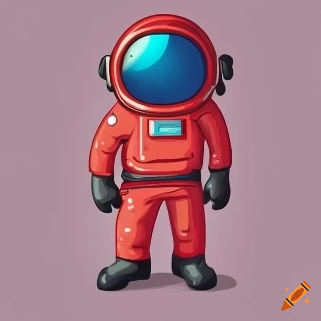 Cartoony red short astronaut