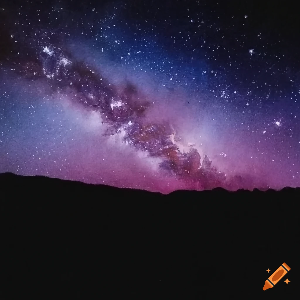 Space landscape, watercolor