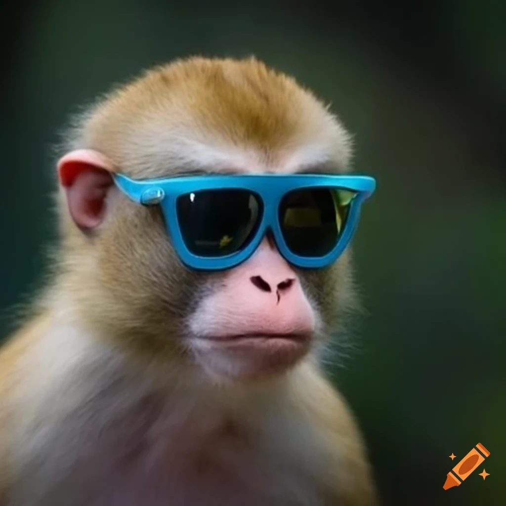 A monkey wearing sunglasses and a nike t-shirt on Craiyon