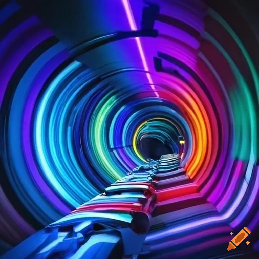 Intergalactic neon rainbow monorail track on Craiyon