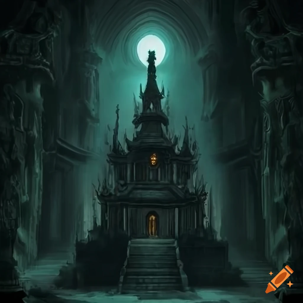 Dark temple on Craiyon