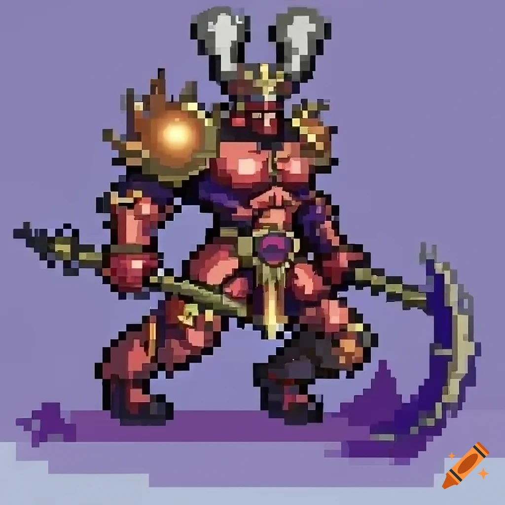 Dark Lord of Khorne, dramatic stance, facing the right, 2D SNES pixel ...