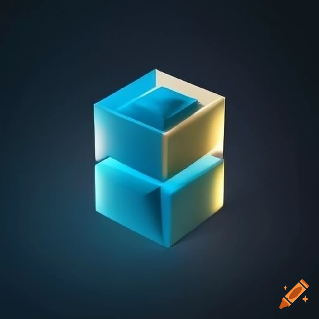 3d square as inspiration for emblem to be used for interior company logo