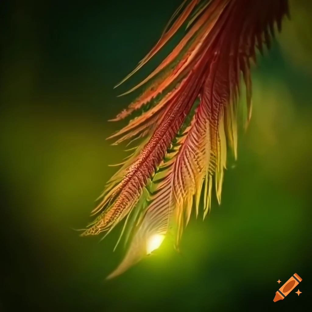 Image of a majestic phoenix formed by green healing herbs