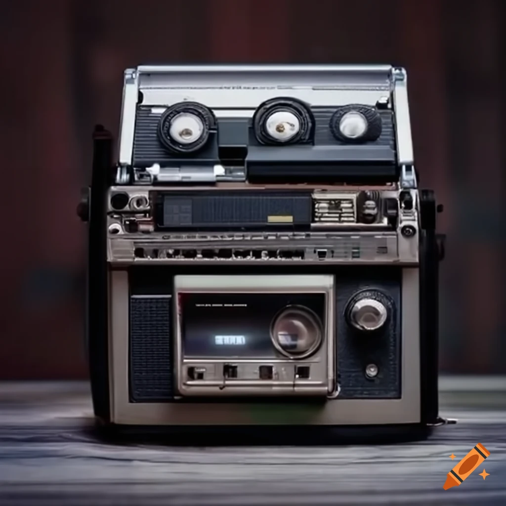 Retro device with tape machine and screen on Craiyon