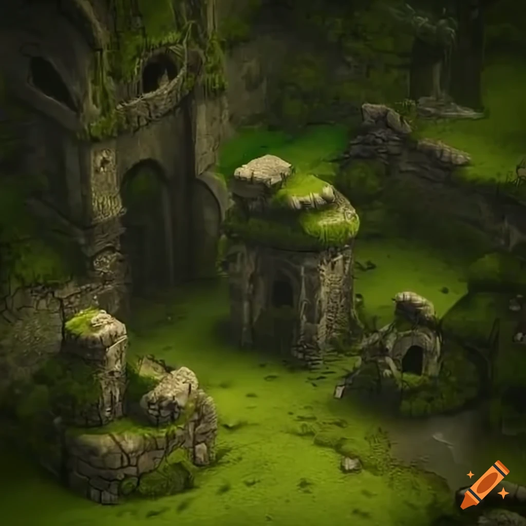In the background between formation from above fantasy RPG game forest ...