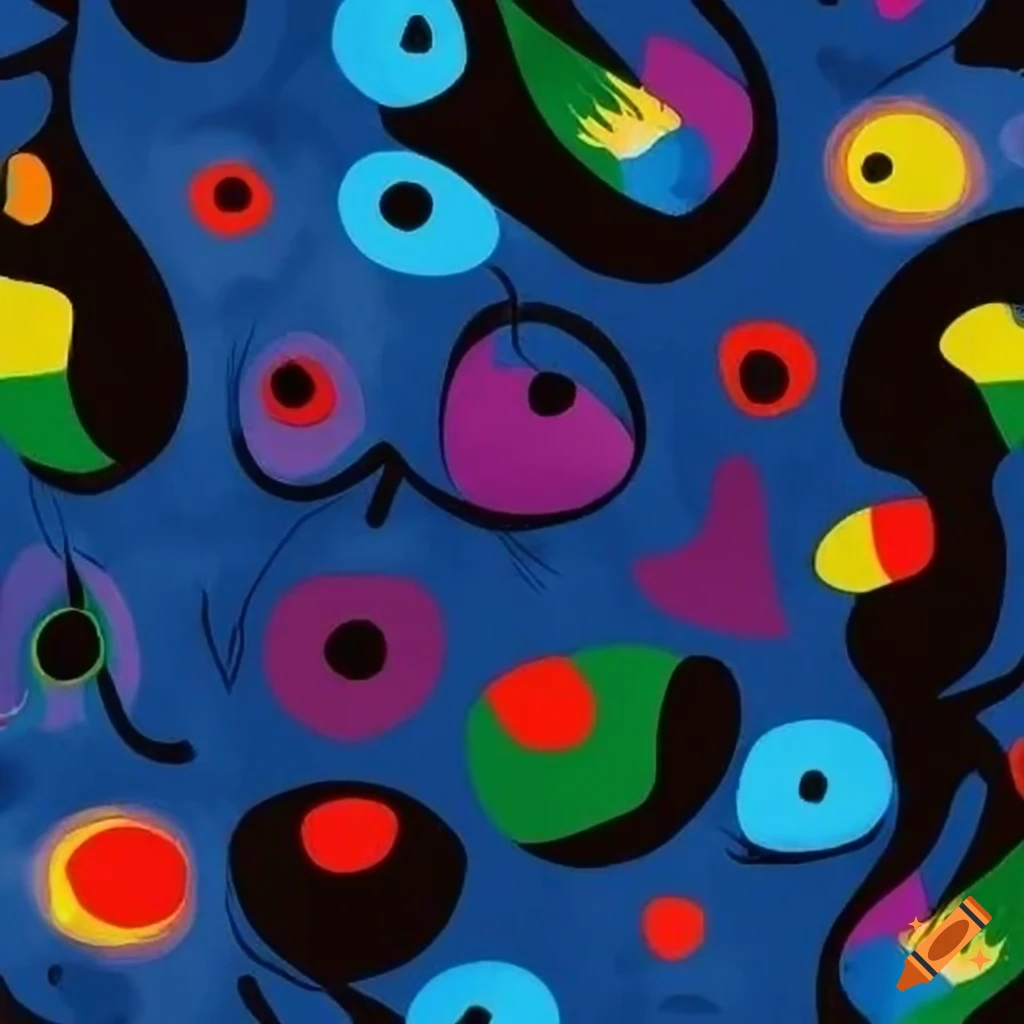 Vibrant miro butterfly pattern for textiles on Craiyon