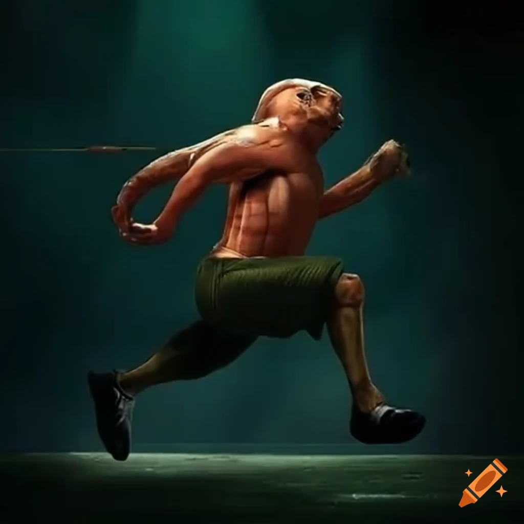 Grillo musculoso corriendo on Craiyon