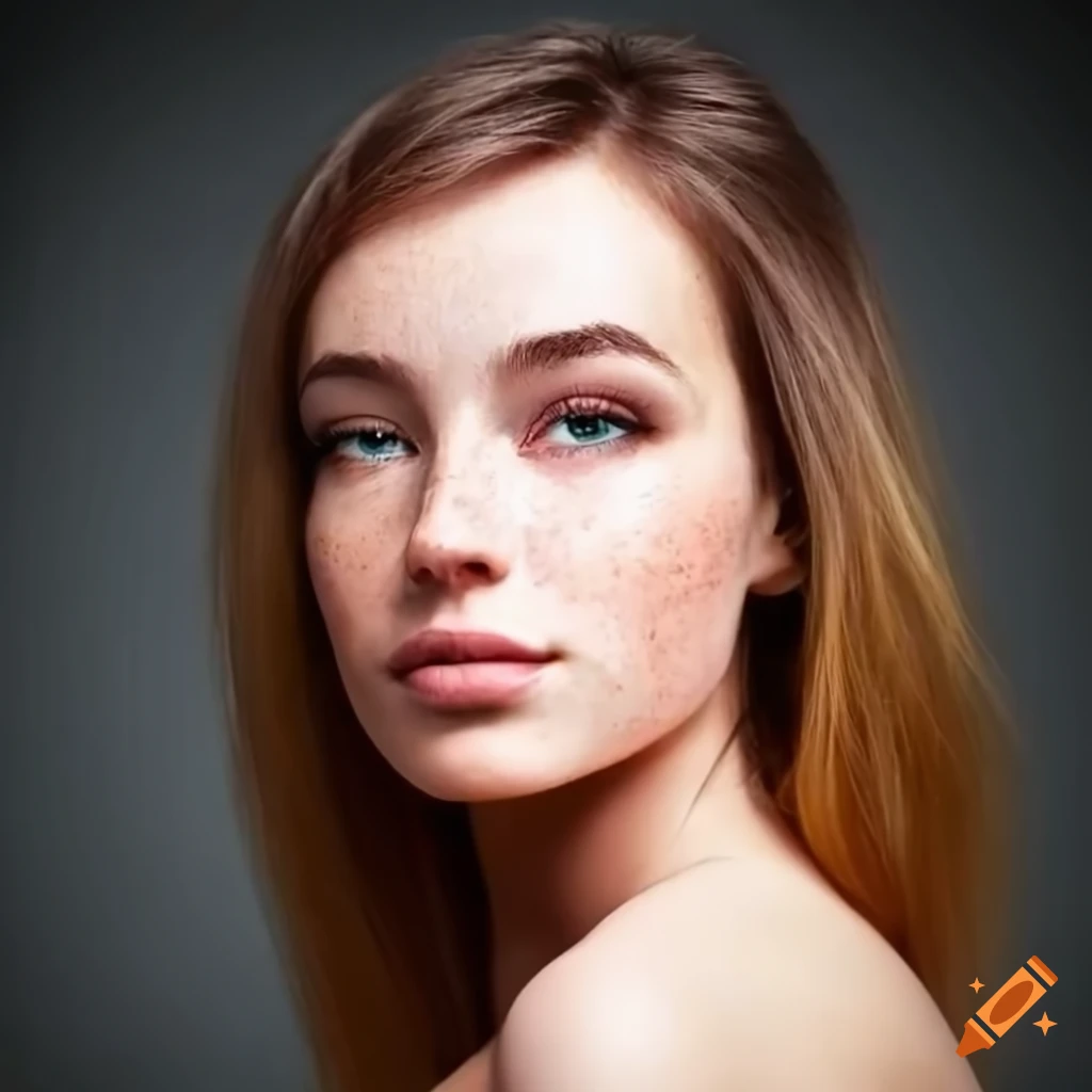 Beautiful young woman very light freckles