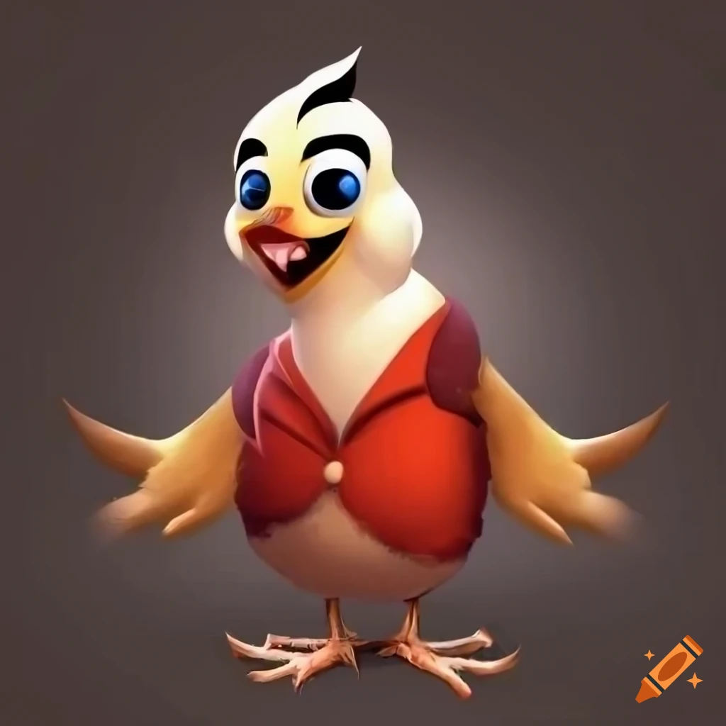 Anthropomorphism cute and vigorous character based on a white sparrow ...