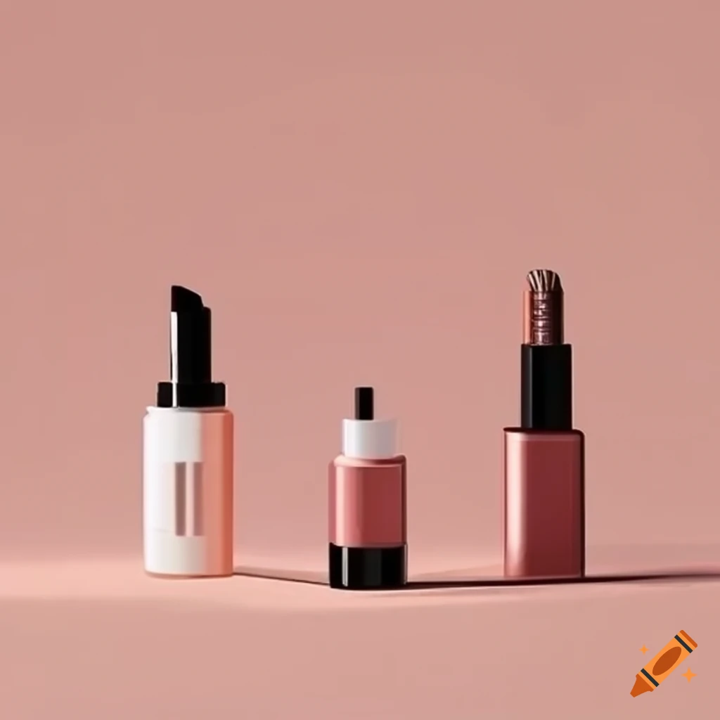Soothing minimalist isometric makeup cosmetics on Craiyon