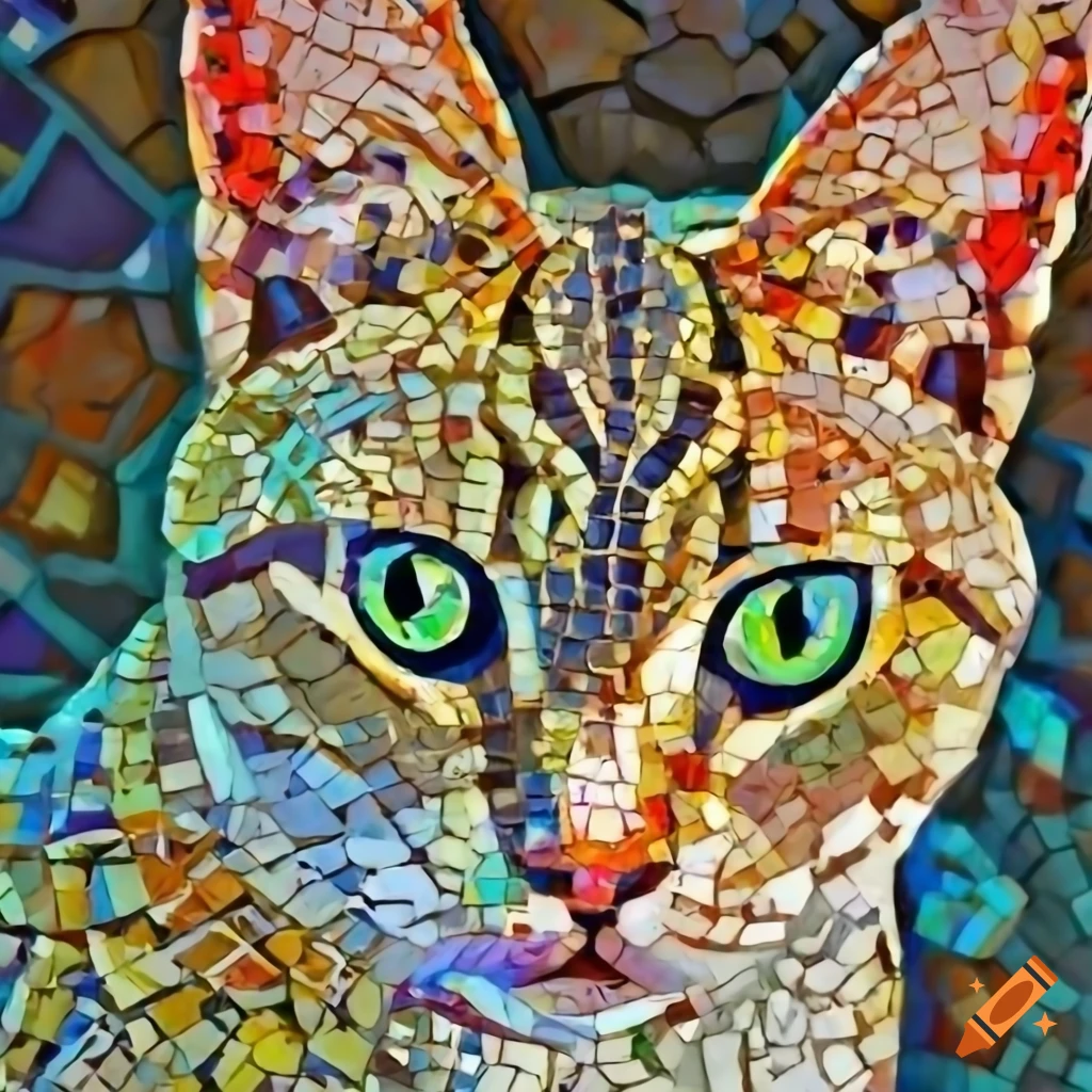 Mosaic of a cat on Craiyon
