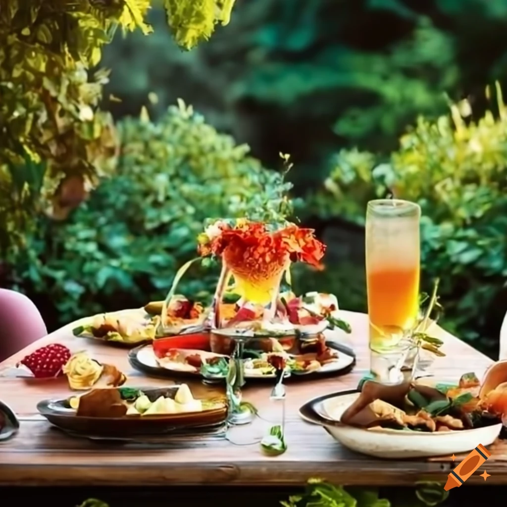 30 person lunch in garden on Craiyon