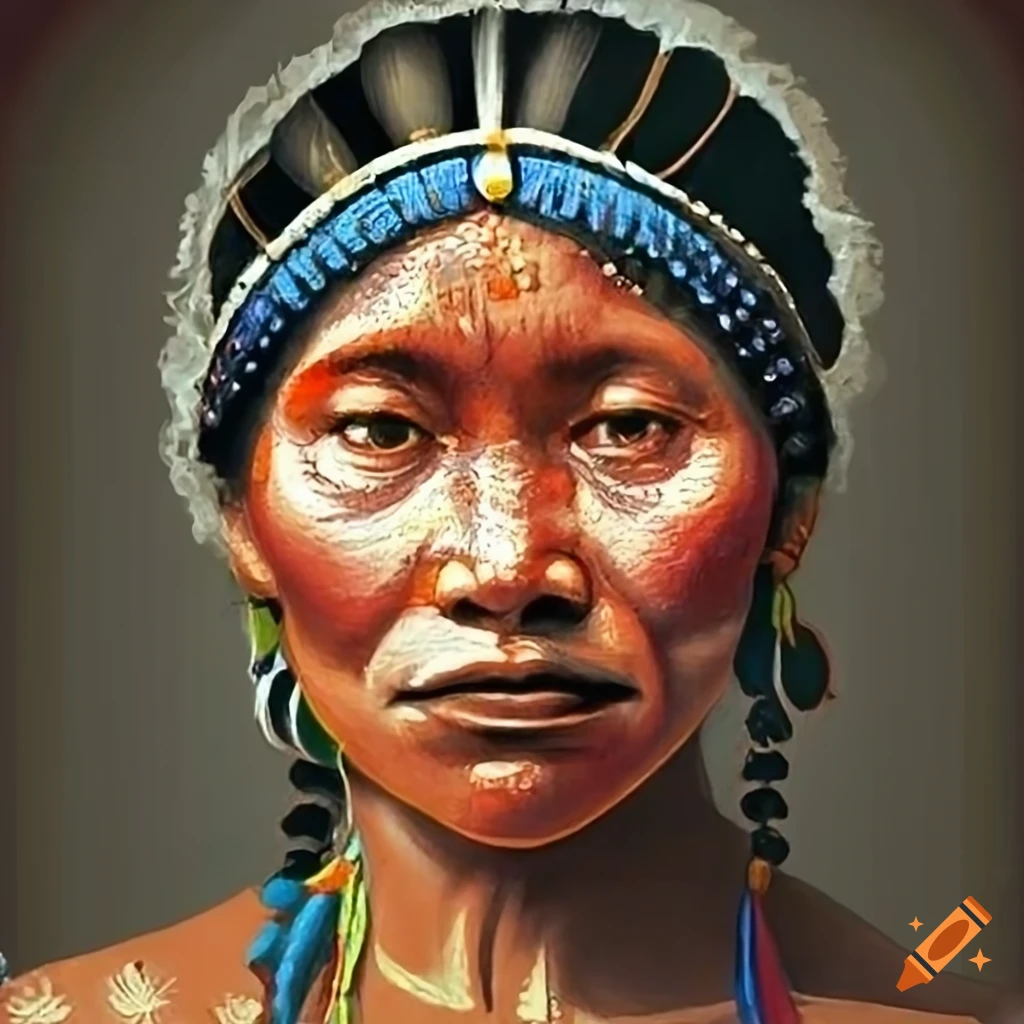 Rostro de mujer indígena en tonos monocromáticos (blancos, negros ...