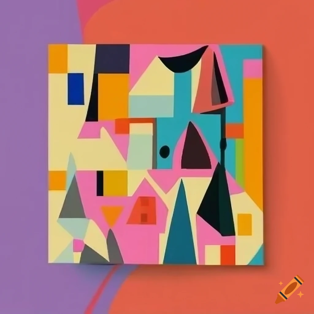 Picasso type art work with stong colors and geometric shapes, wall-to ...