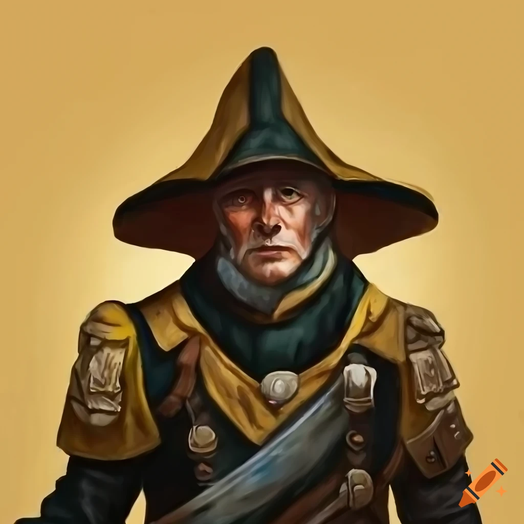 Man, portrait, character portrait, painting, yellow clothes, privateer ...