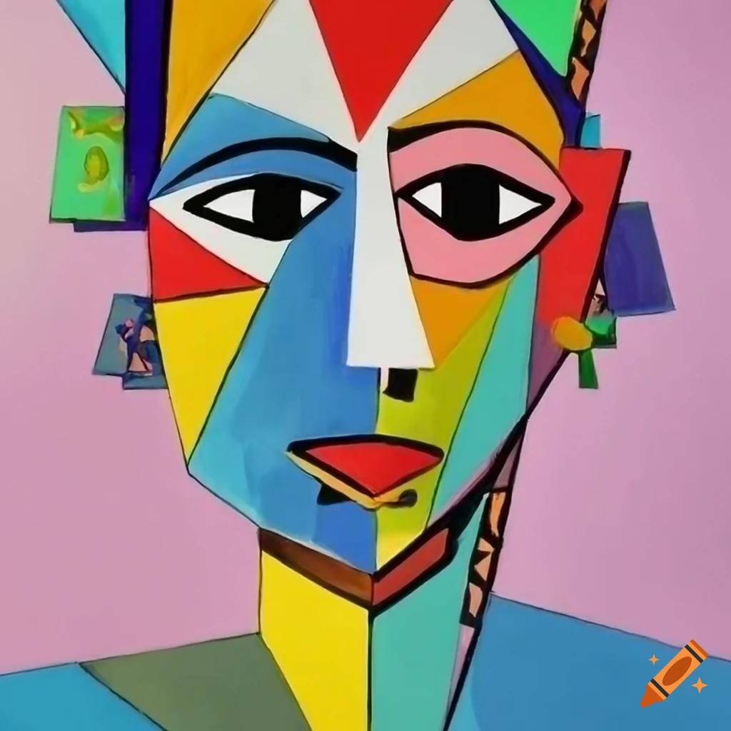 Picasso type art work with stong colors and geometric shapes on Craiyon