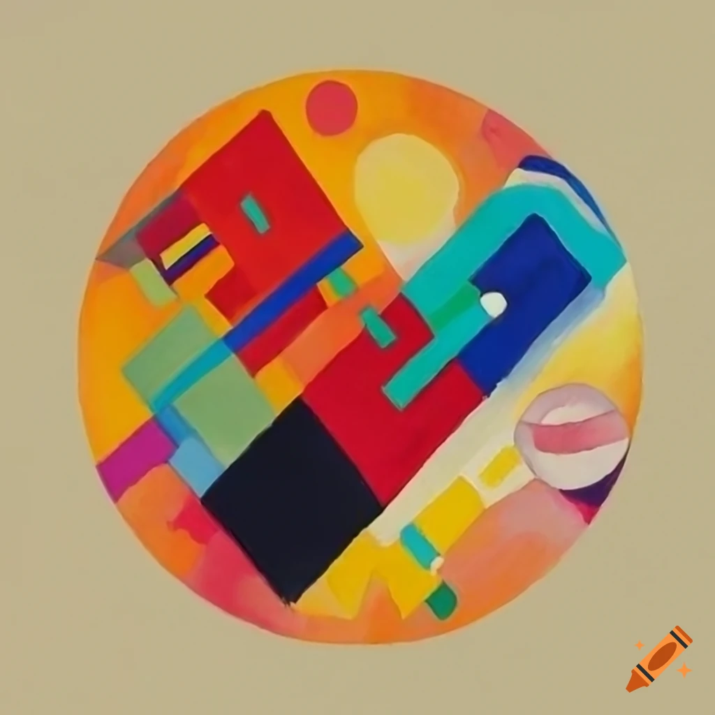 Suprematism in the style of kandinsky, circles and rectangles