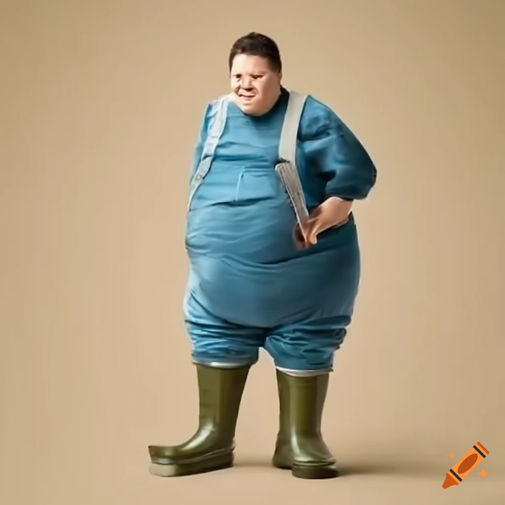 Fat Man In Unitard Fat Man Pig Costume Isolated On Stock Photo