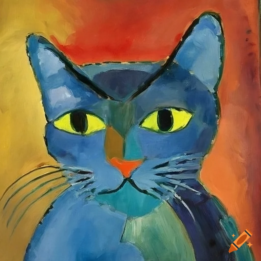A cat, painted by august macke on Craiyon