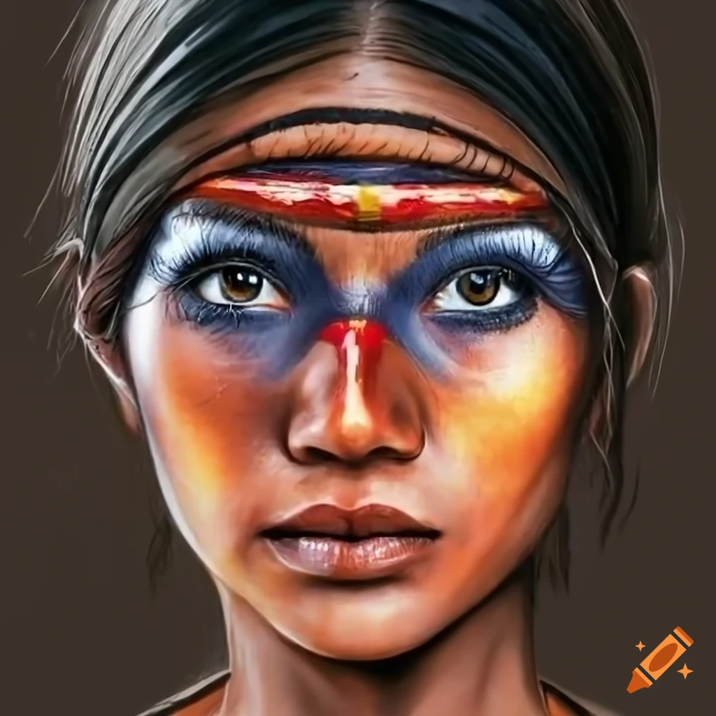 Rostro de mujer indígena en tonos monocromáticos (blancos, negros ...