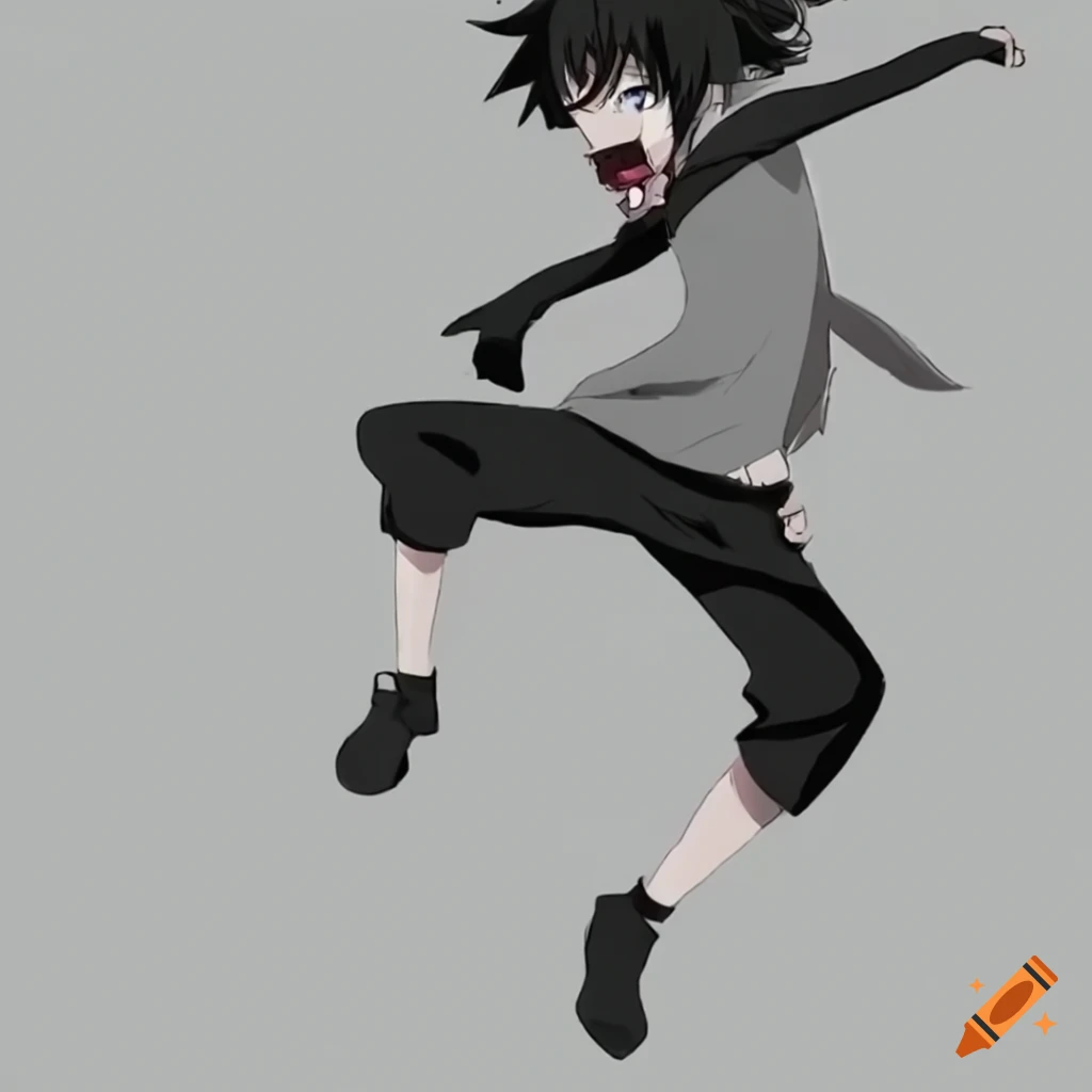 Anime character jumping on Craiyon