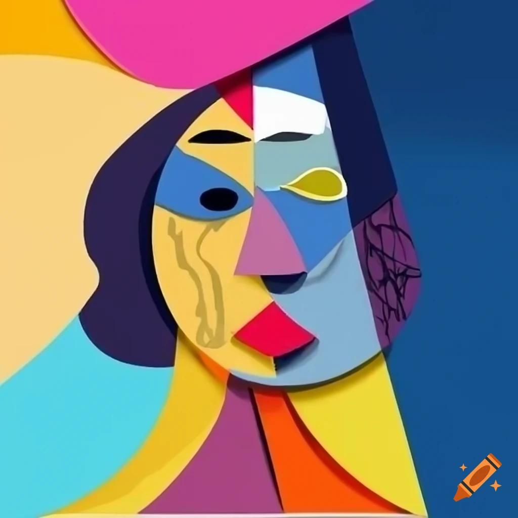 Picasso type art work with stong colors and geometric shapes on Craiyon