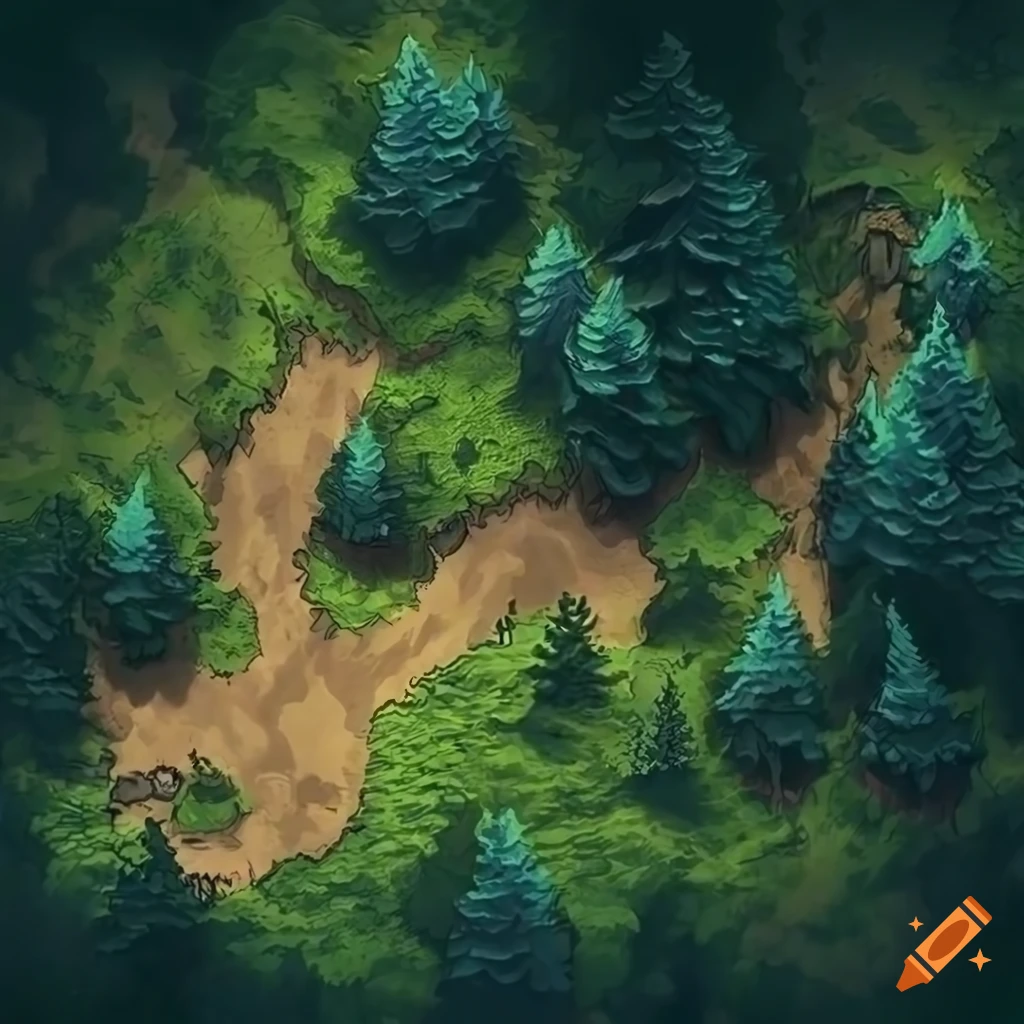 Fantasy map from above map aerial memorabilia top isometric for a tourist trekking app ...