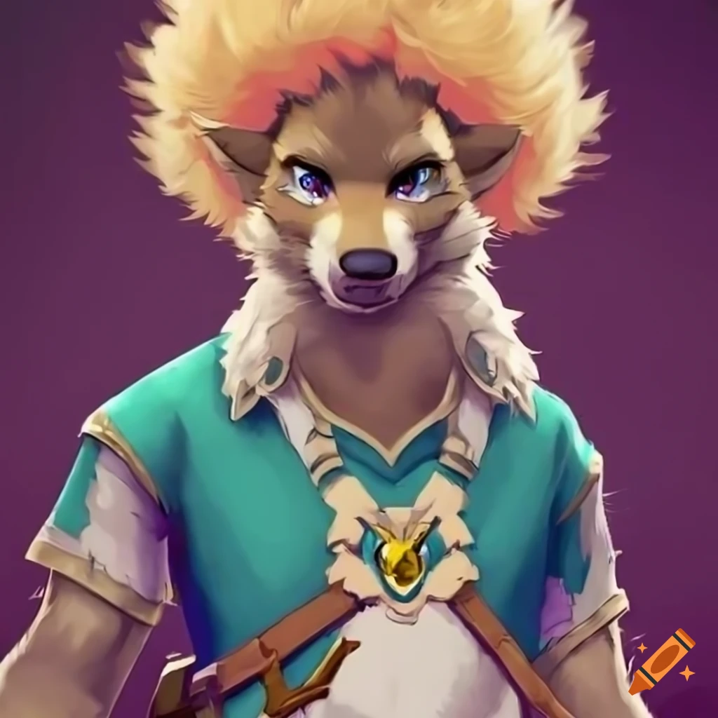 Male anthro wolf furry link from the legend of zelda with a large ...
