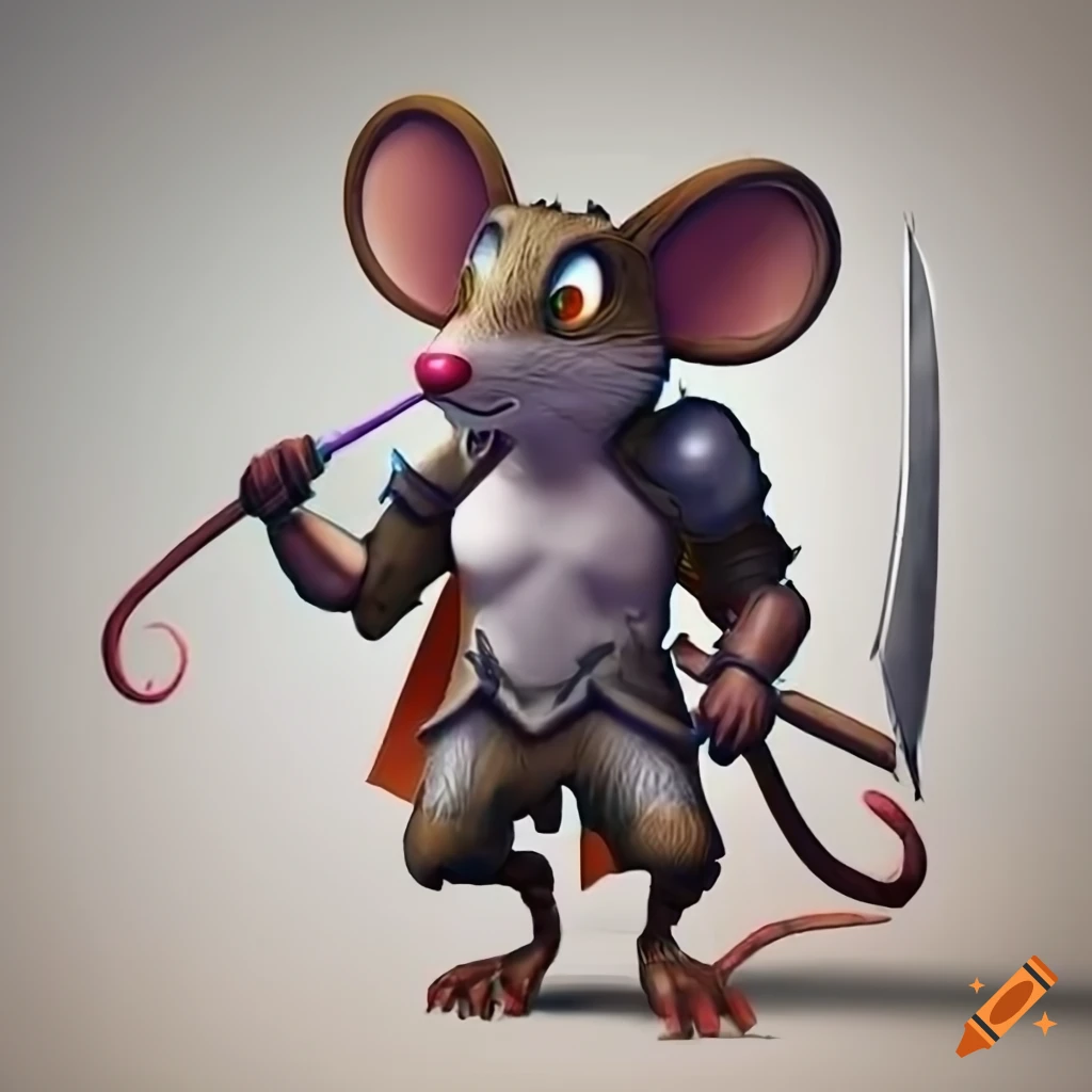 Create an anthropomorphic humanoid mouse character that has evolved ...