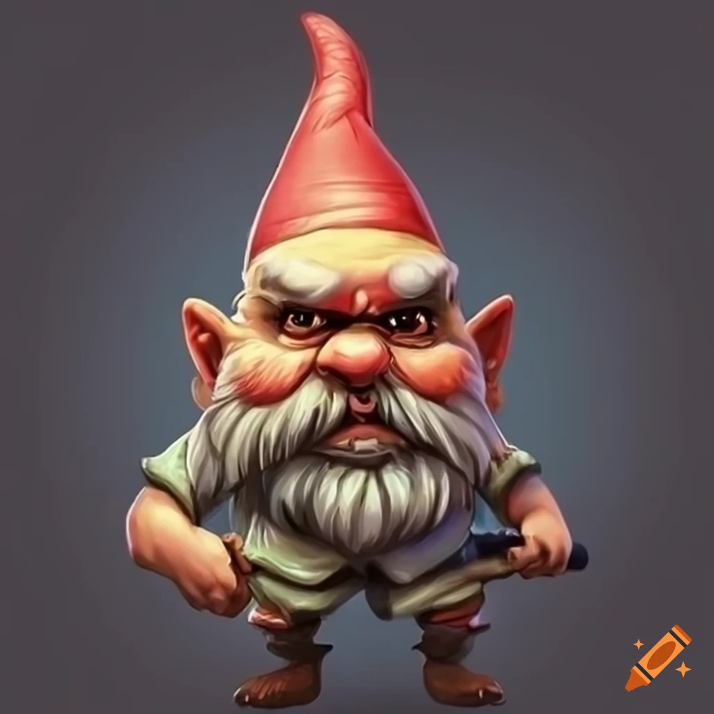 Angry gnome by a caravan