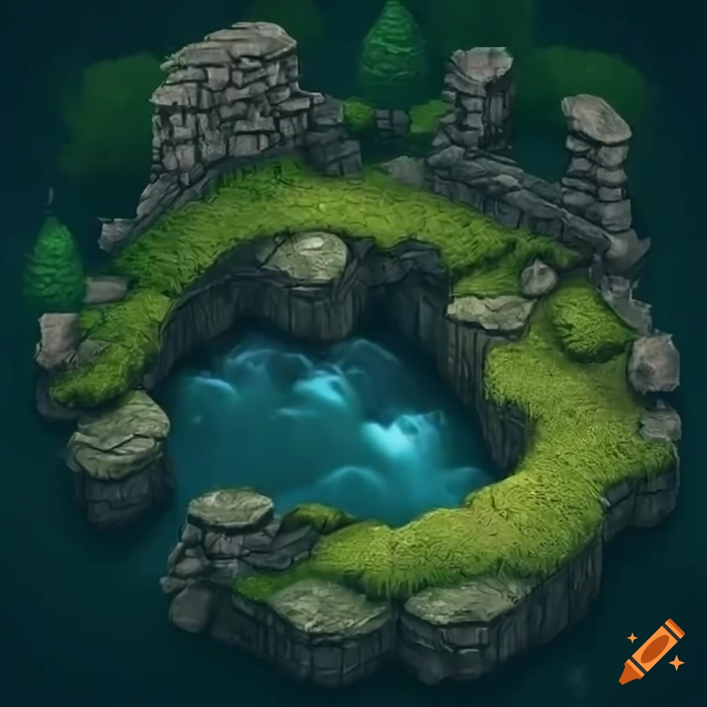 In the background between formation from above fantasy RPG game forest ...