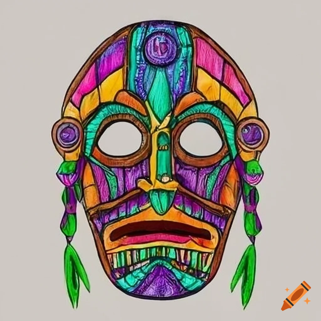 Wooden tribal witch-doctor mask