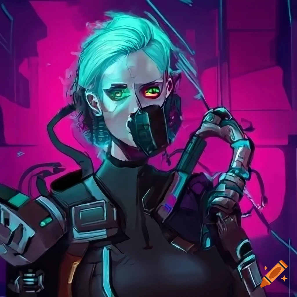 Some cyberpunk energy technomancer style hero on Craiyon