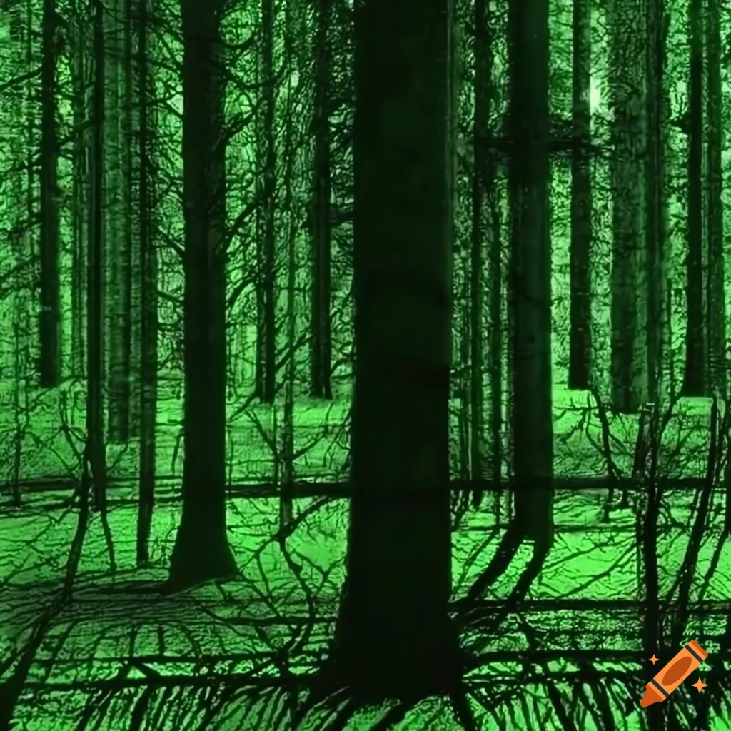 3d forest as matrix code on Craiyon