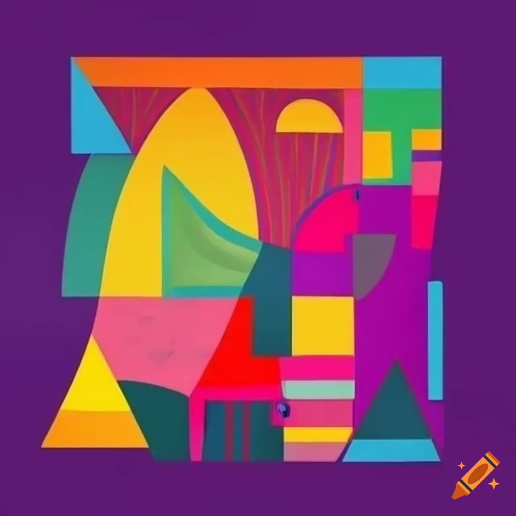 Picasso type art work with stong colors and geometric shapes on Craiyon