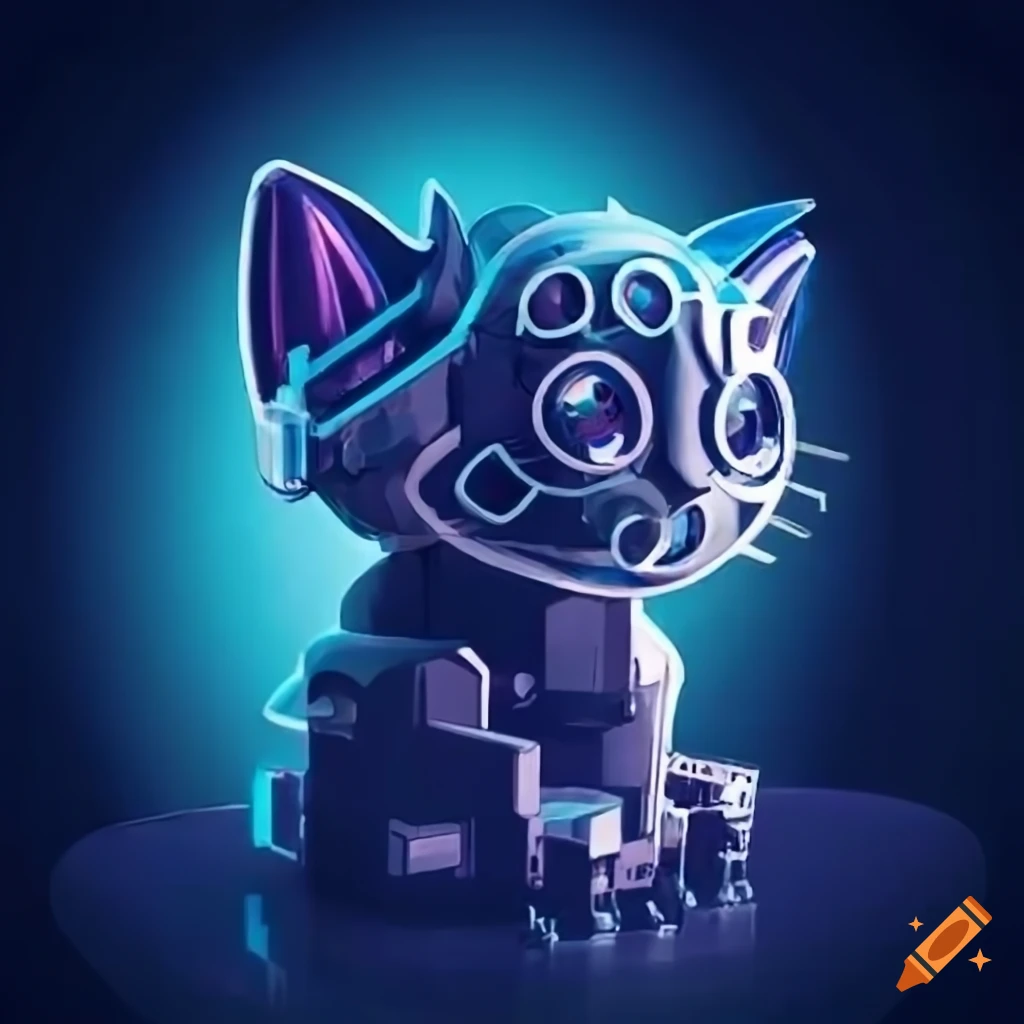 Detailed blueprint of mechanical kitten