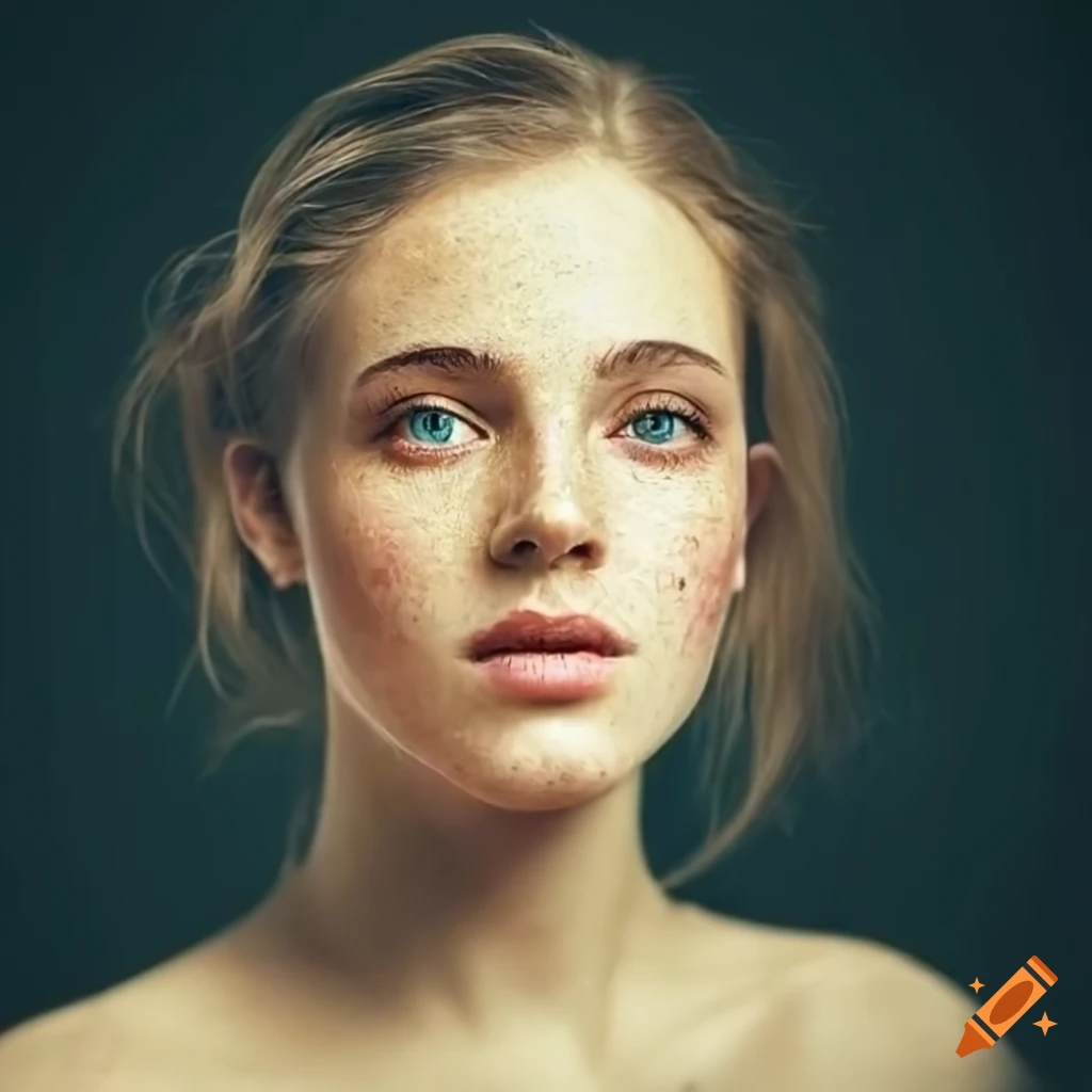 Beautiful young woman very light freckles on Craiyon