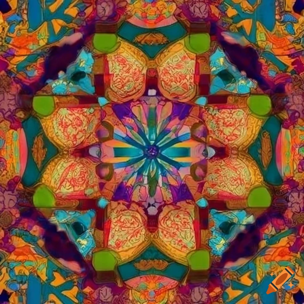 Colourful symmetrical islamic geometric shapes on Craiyon