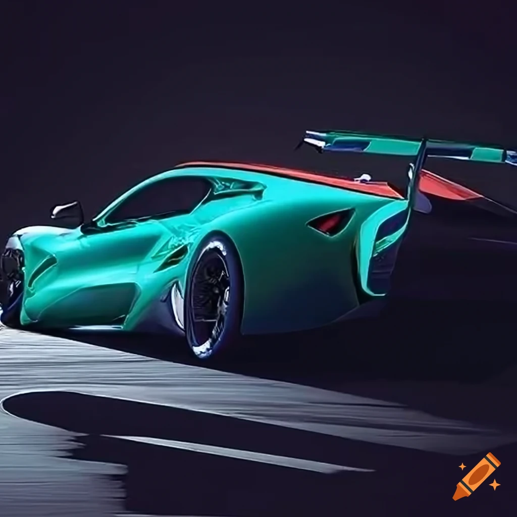 On the race track, a high-performance racing car roars to life, ready ...