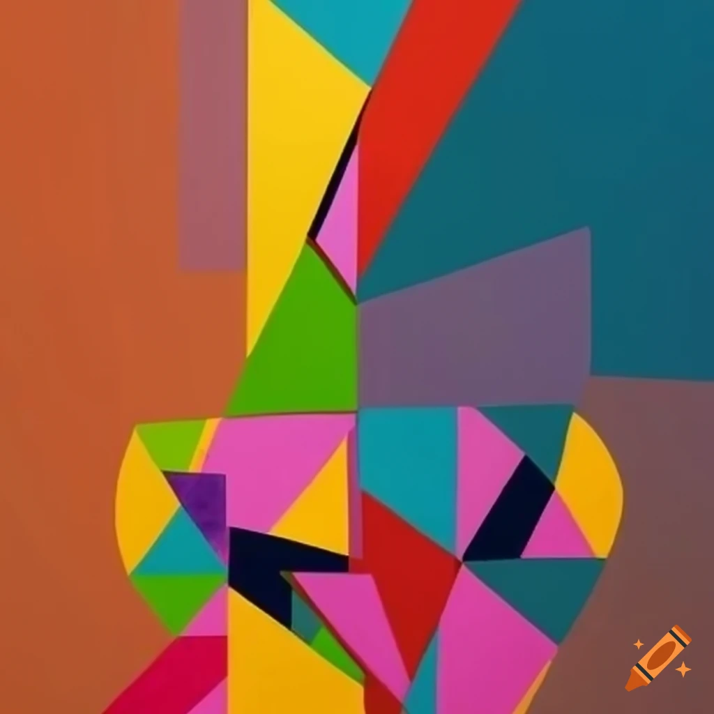 Picasso type art work with stong colors and geometric shapes