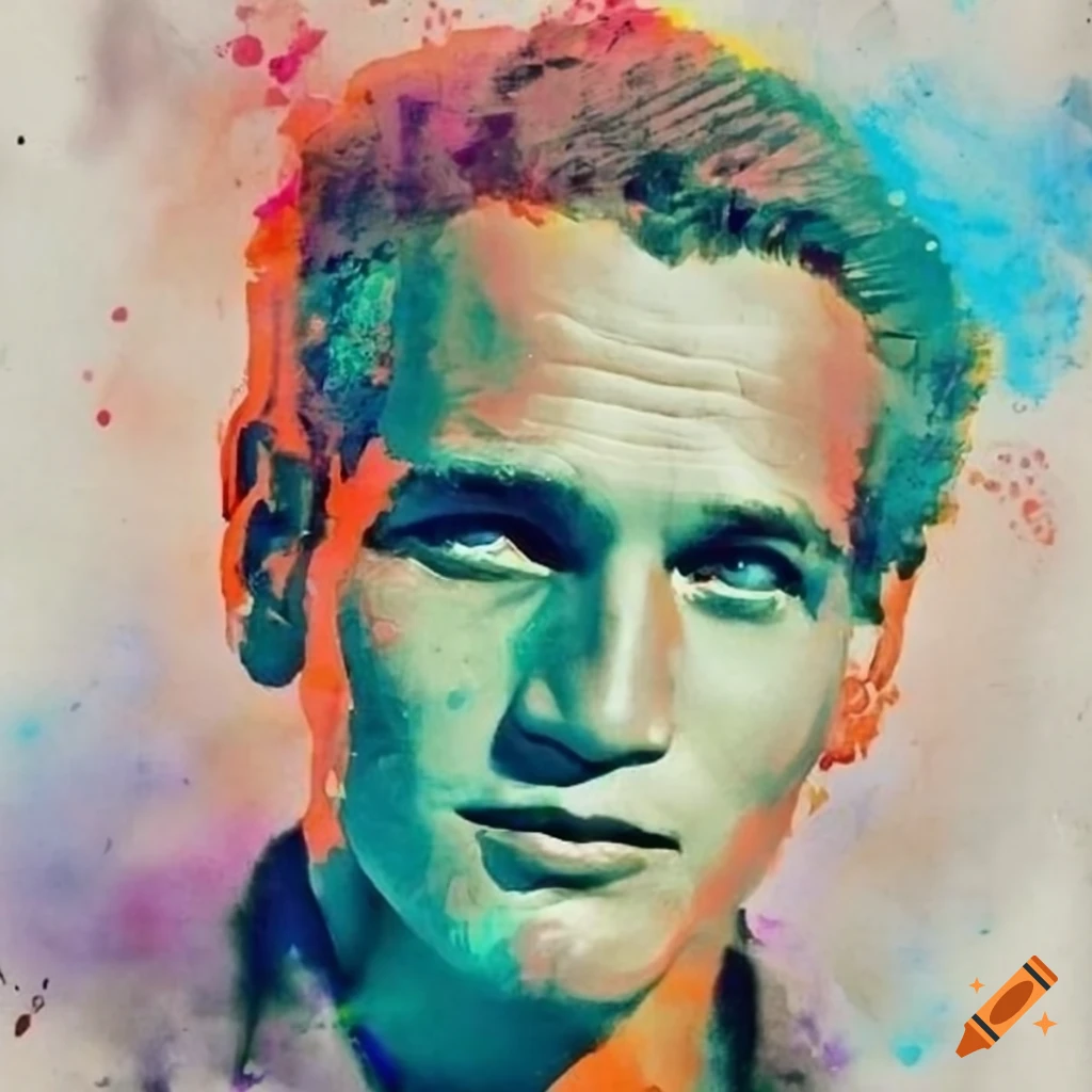 Warhol pop art portrait of young paul newman on a white background