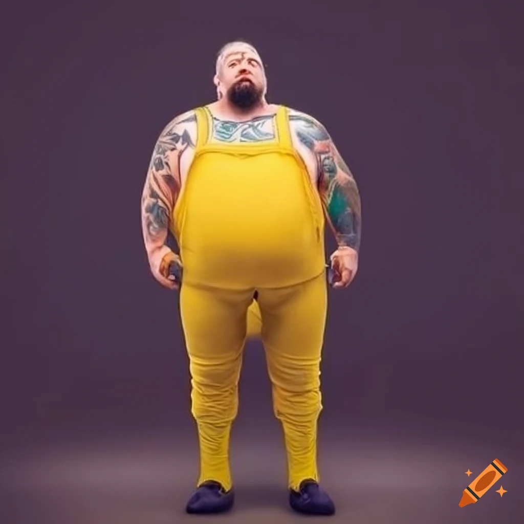Fat Man In Unitard Fat Man Pig Costume Isolated On Stock Photo